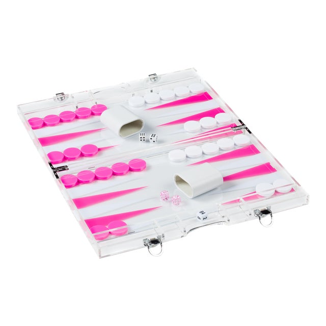 Acrylic Backgammon Set In Pink and White | Chairish