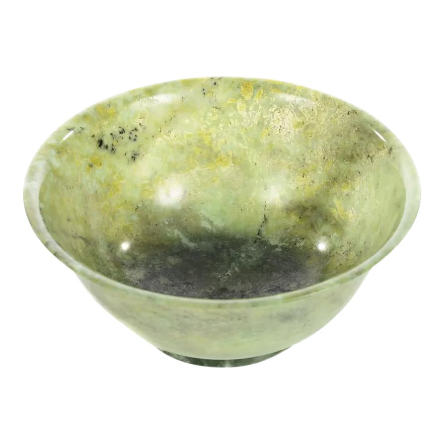 Chinese Vintage Spinach Jade Bowl | Chairish