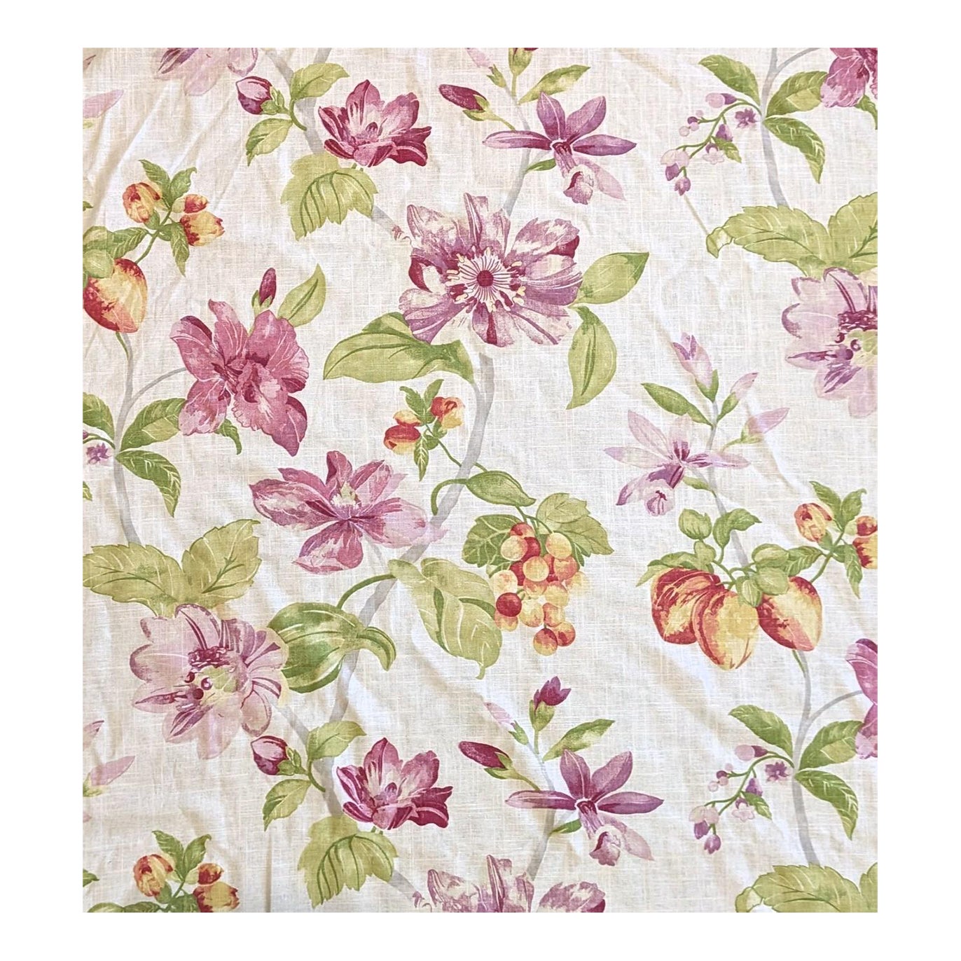 Vintage Braemore Fruit & Botanical Linen Blend Fabric- 5 Yds | Chairish
