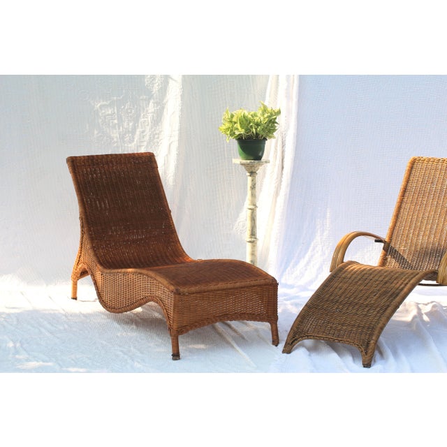 Mid-Century Wicker Lounge Chaise | Chairish