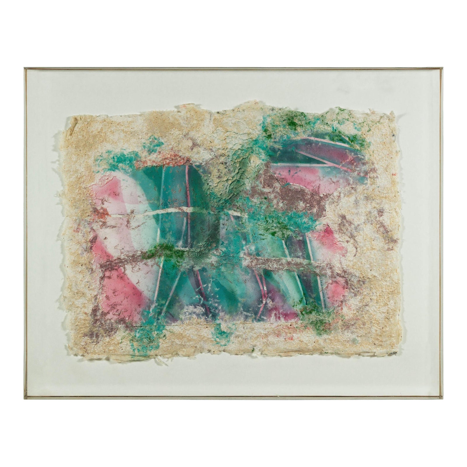 Leanne Weissler Abstract Painting in Lucite Box Frame with Vibrant ...