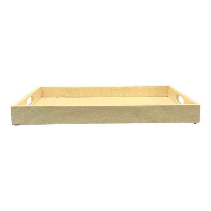 Made Goods Organic Modern Off-White Raffia Sutton Tray | Chairish