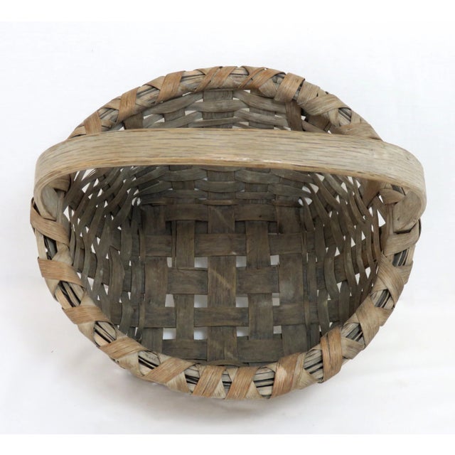 Big Antique Rustic American Primitive Hand Woven Basket | Chairish
