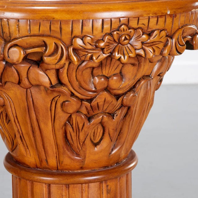 Pair of 1980s Corinthian Column Fruitwood Side Tables With Inset Breche ...