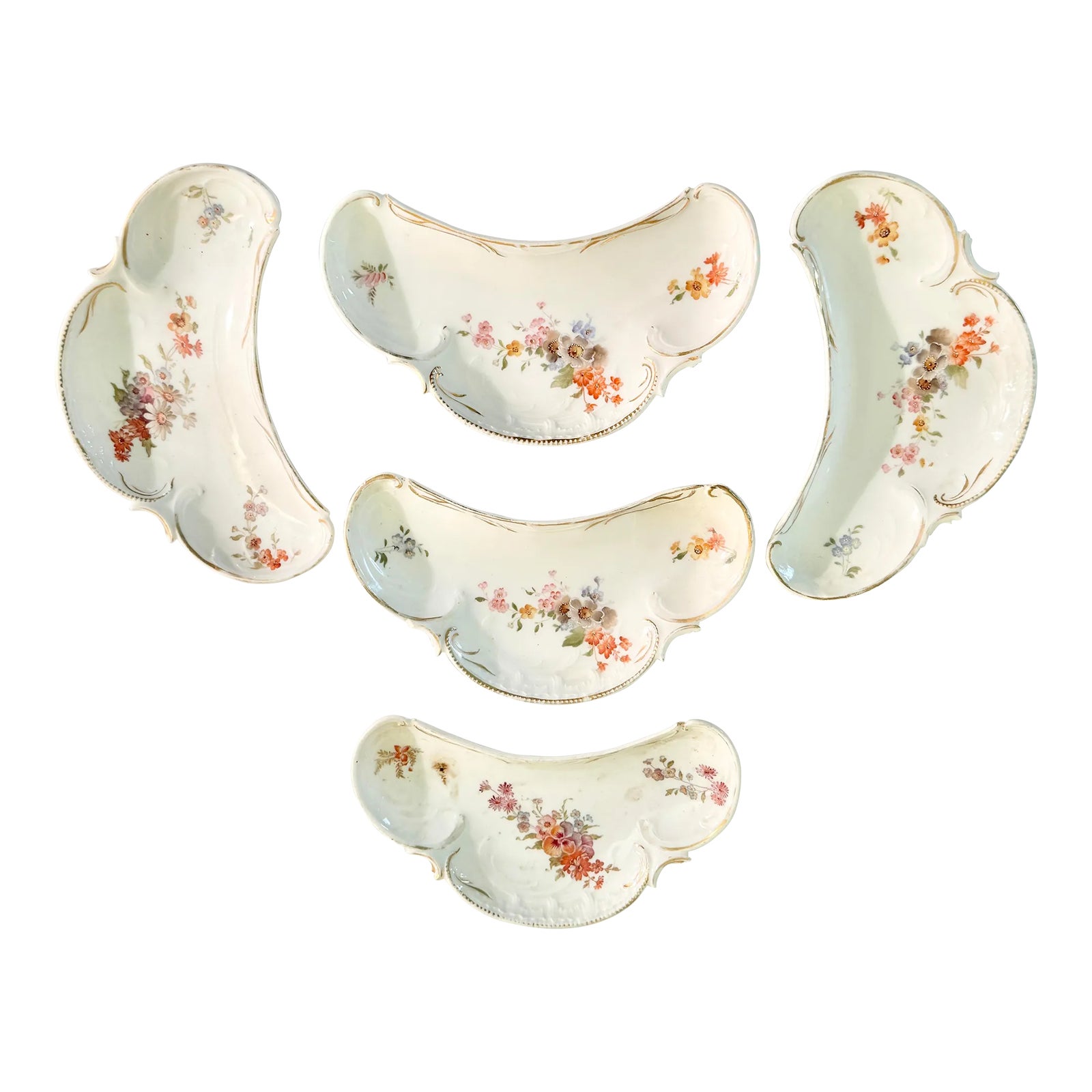 Antique Floral Bavarian Bone Plates-Set of 5 | Chairish