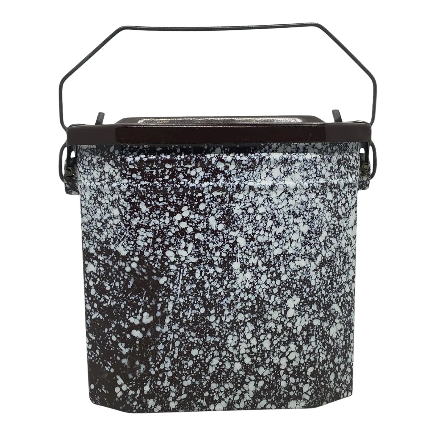 Mid 20th Century French Brown White Enamel Lunch Pail With Handle ...