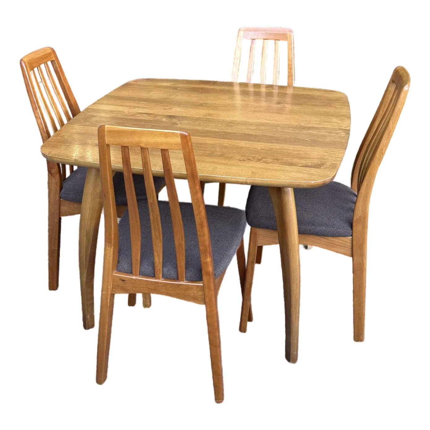 1990s Mid Century Modern Danish Table Set of 4 | Chairish