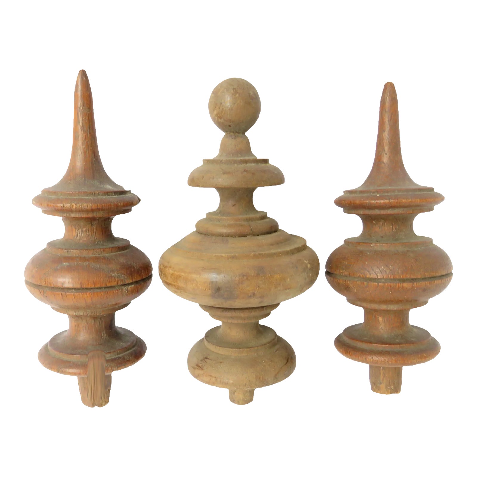 French Turned Wood Finials / Architectural Salvage Elements, Set of 3 | Chairish