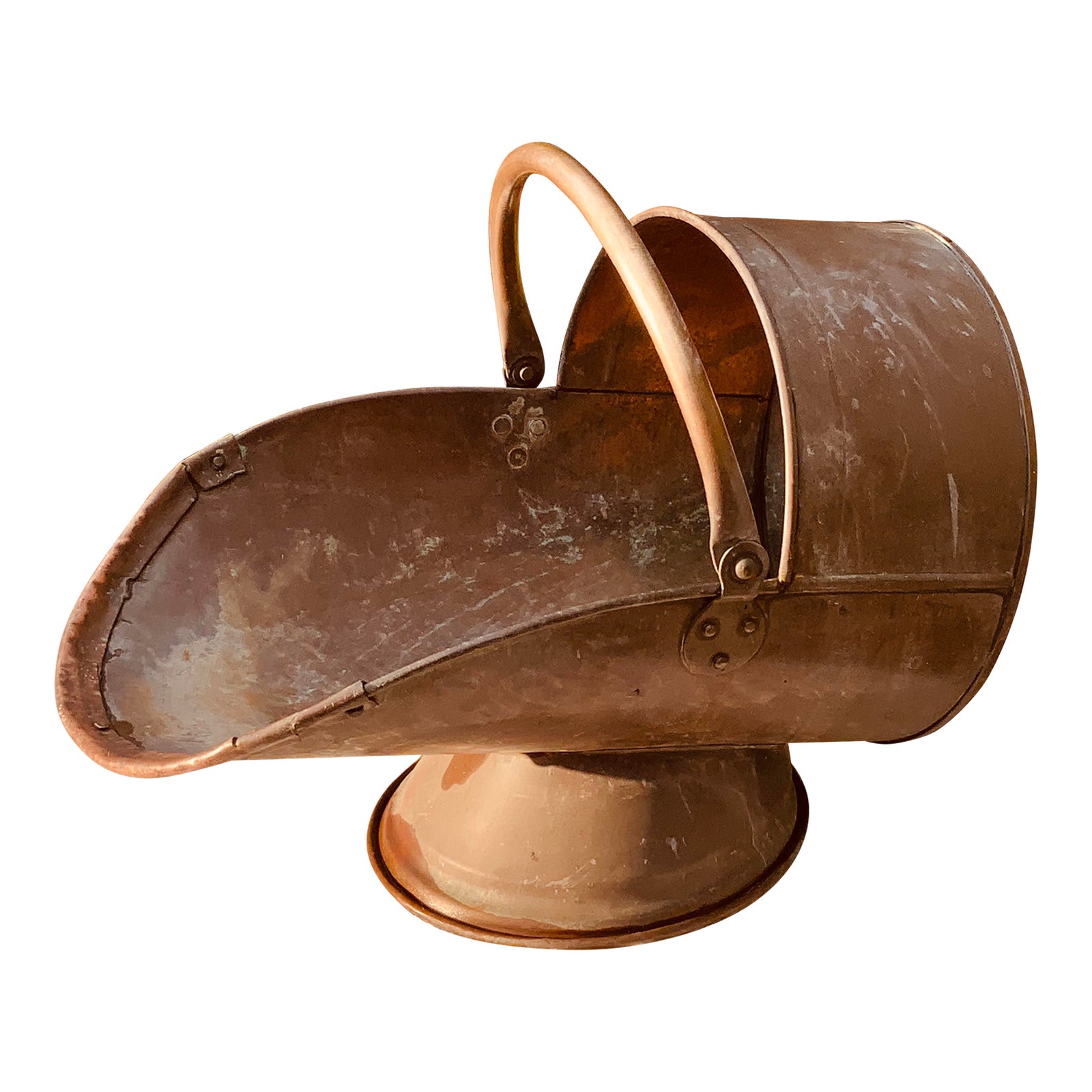 Antique Helmet Shaped Copper Coal Hod | Chairish