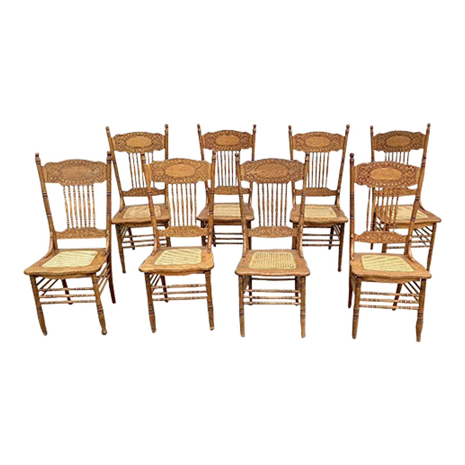 Early 20th Century Set of 8 Antique Larkin #1 Pressback Oak Chairs ...
