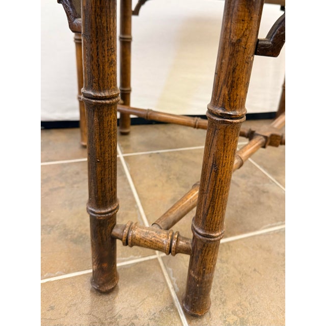 Vintage Chinoiserie Style Faux Bamboo Oval Glass Coffee Table | Chairish