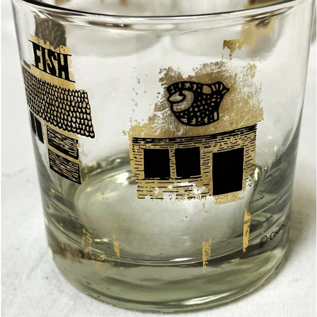 Mid Century Signed Couroc Fish Pattern Rocks Glasses- Set of 6 | Chairish