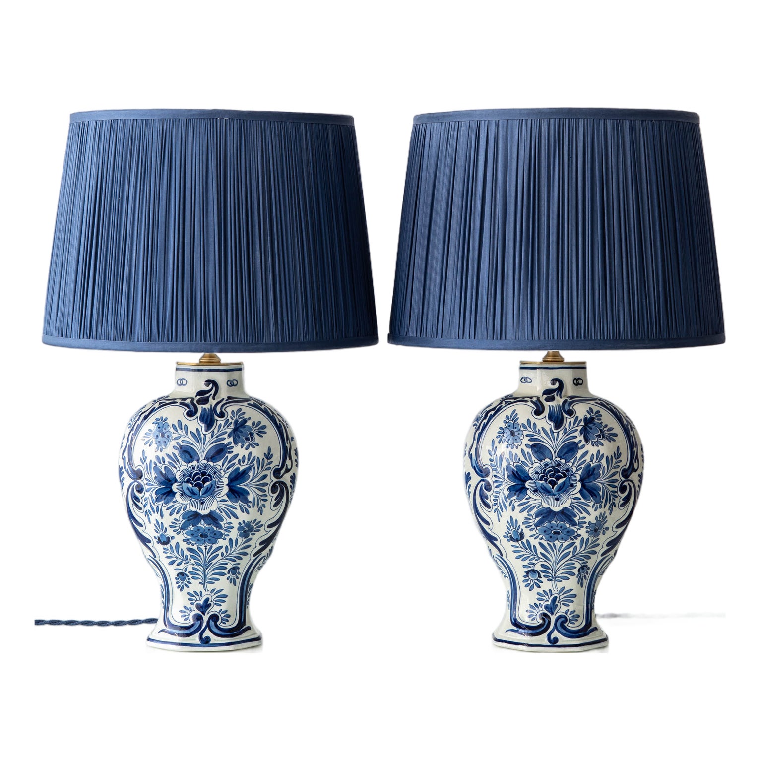 Royal Delft Blue and White Table Lamps, 1905, Set of 2 | Chairish