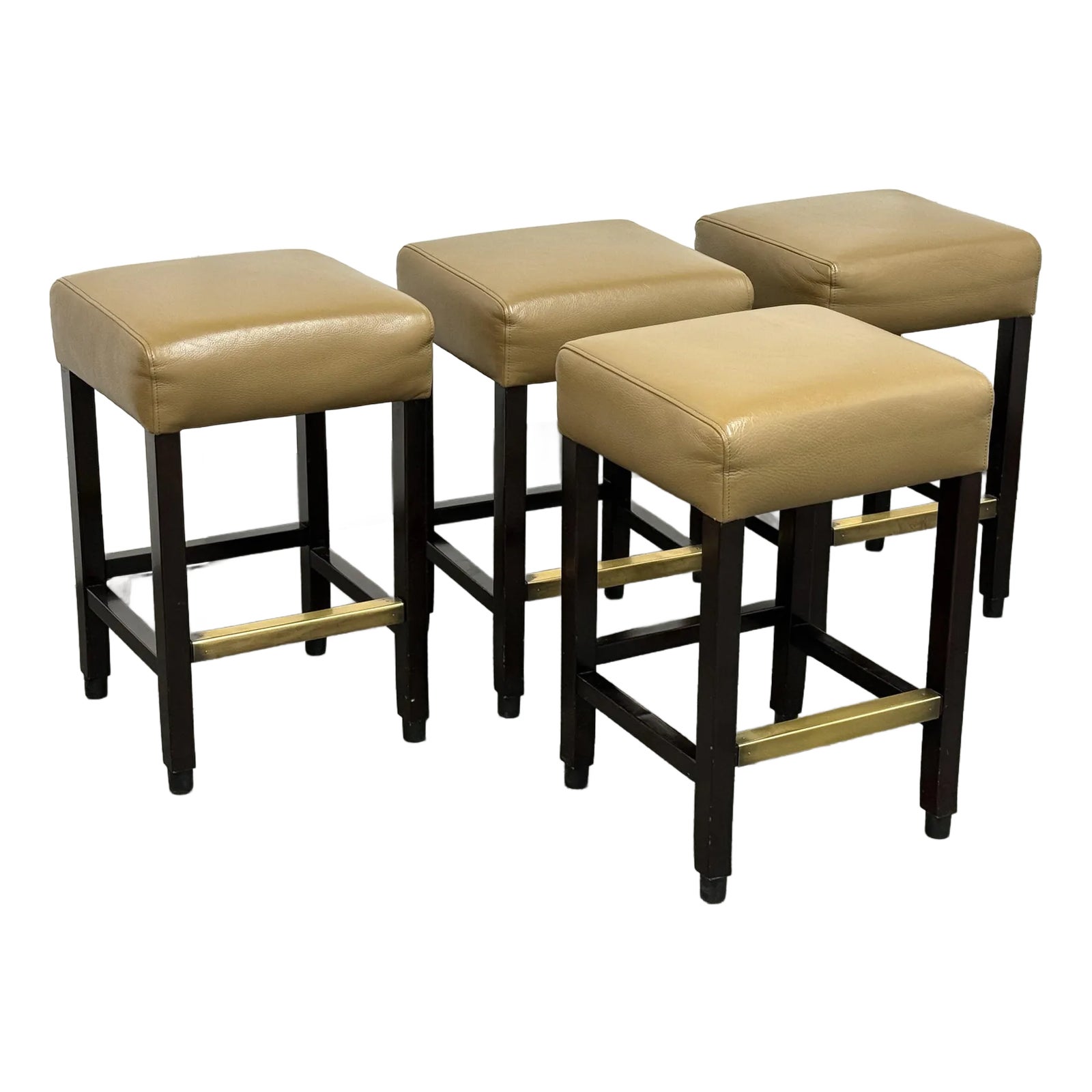 Palecek Hudson Backless Counter Stools in Holly Hunt Leather, Set of ...