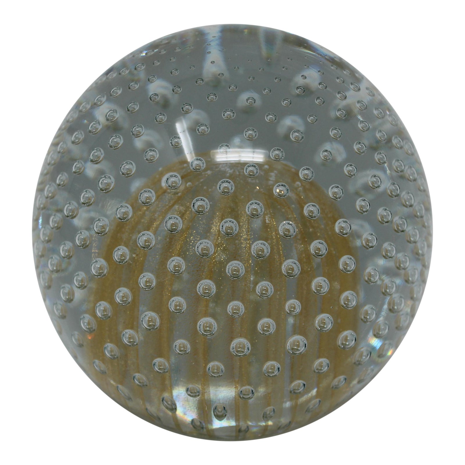 Controlled Bubble Art Glass Paperweight | Chairish