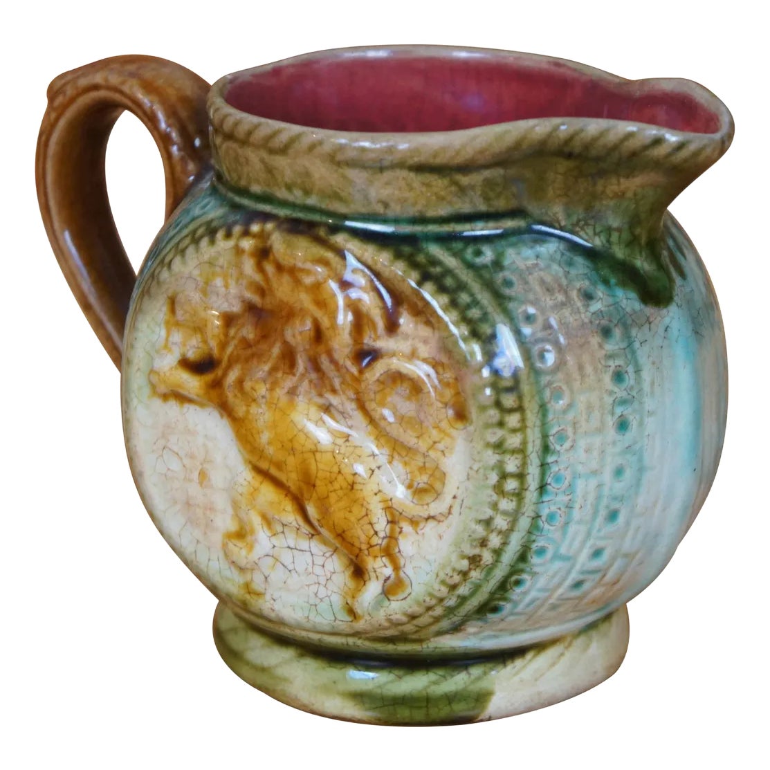 Antique 19th Century French Frie Onnaing Majolica 753 Lion Pitcher Jug ...