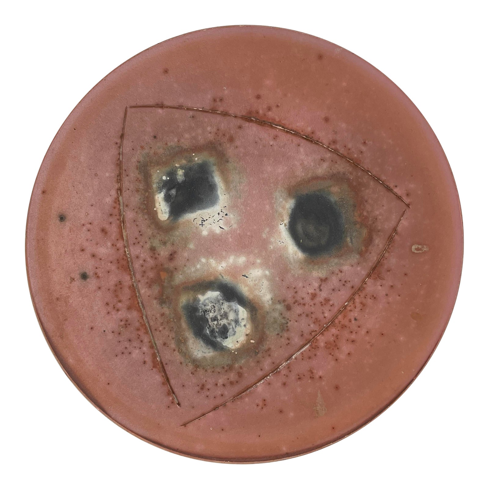 1980s Jeffery Zigulis (American, B. 1954) Pink Raku Fired Plate, Signed ...