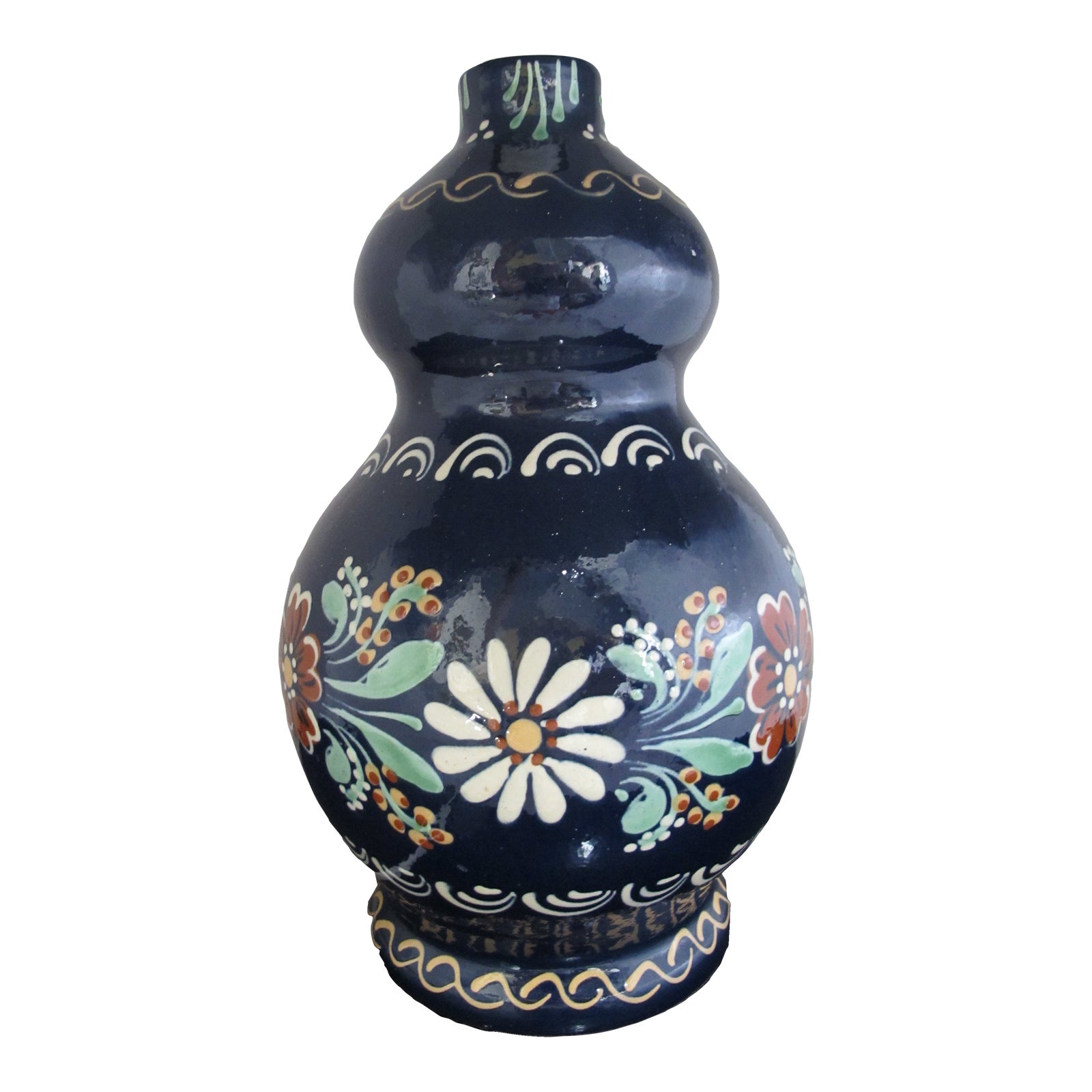 Soufflenheim Alsace French Blue Flower Stoneware Pottery Jug Table Lamp ...