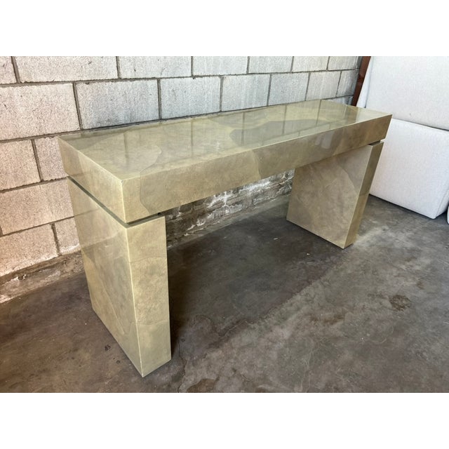 Modern Faux Parchment Lacquered Console by Sally Sirkin Lewis for J ...