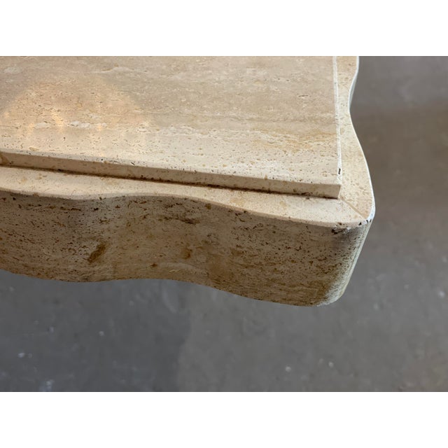 1980s Scalloped Edge Travertine Postmodern Vintage Dining Table | Chairish