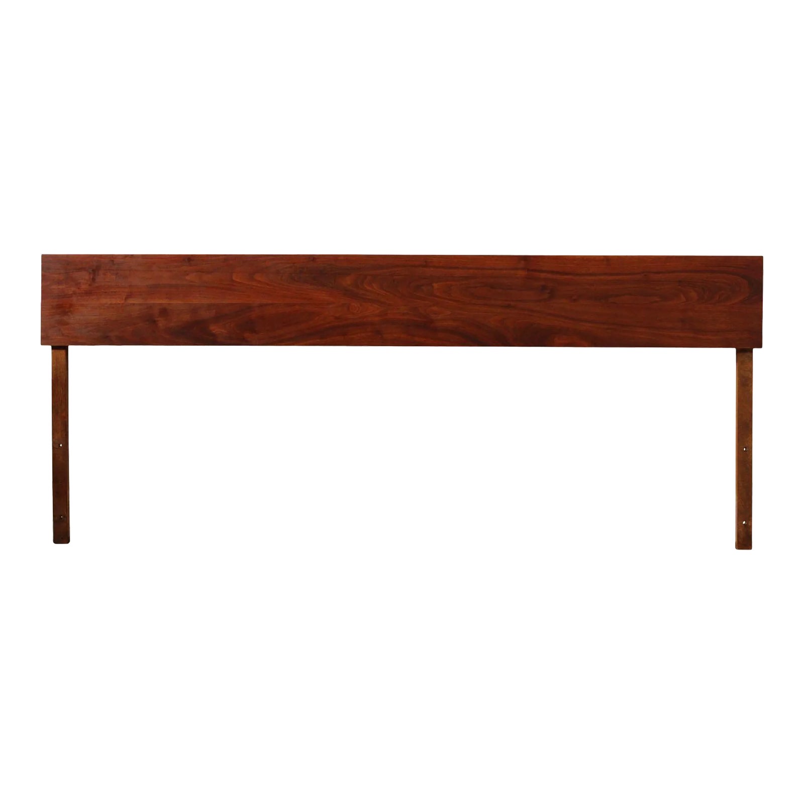 Mid Century Modern King Size Solid Walnut Headboard | Chairish