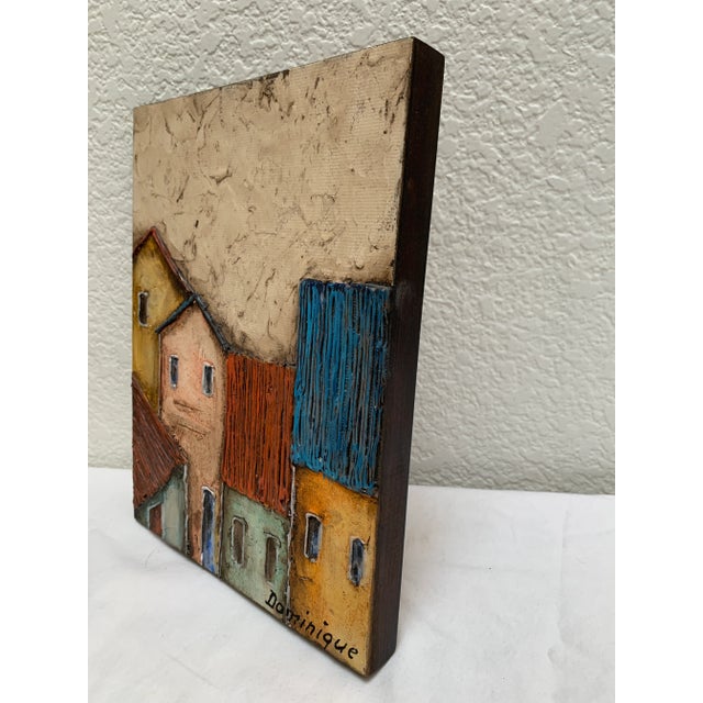 Vintage Rustic Textured Painting on Wood | Chairish