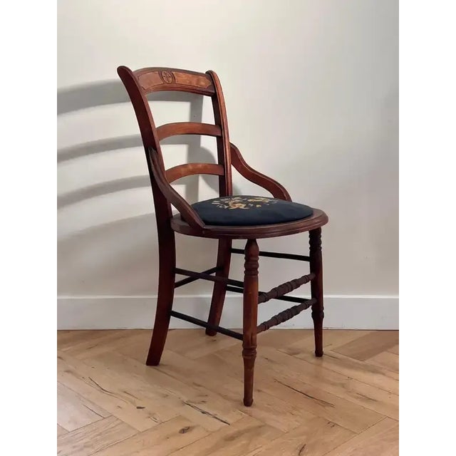 Antique Wooden Chair with Embroidered Needlepoint Seat Early 20th Century Chairish