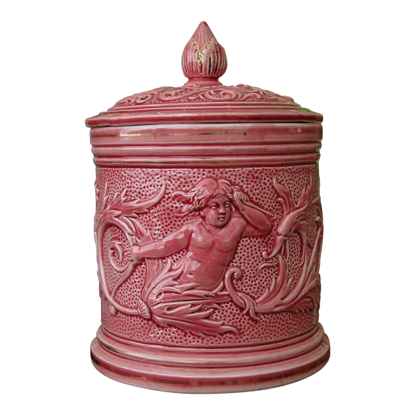 Austrian Art Nouveau Rose Glazed Majolica Covered Jar by Bernard Bloch ...