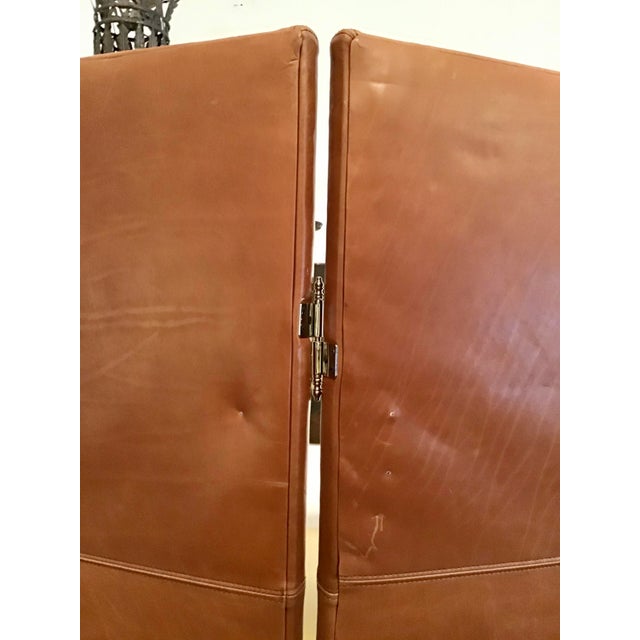 Custom Leather 3 Panel Large Folding Screen With Chrome Nailheads ...