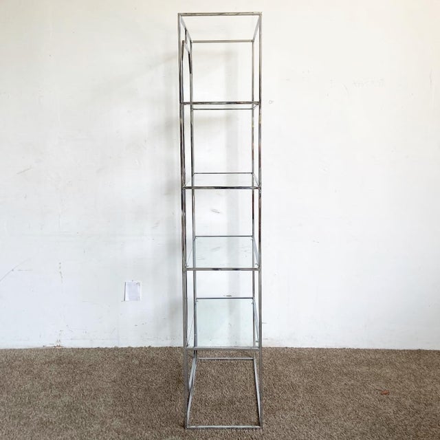 Postmodern Chrome And Glass Etagere 4 Shelves Chairish