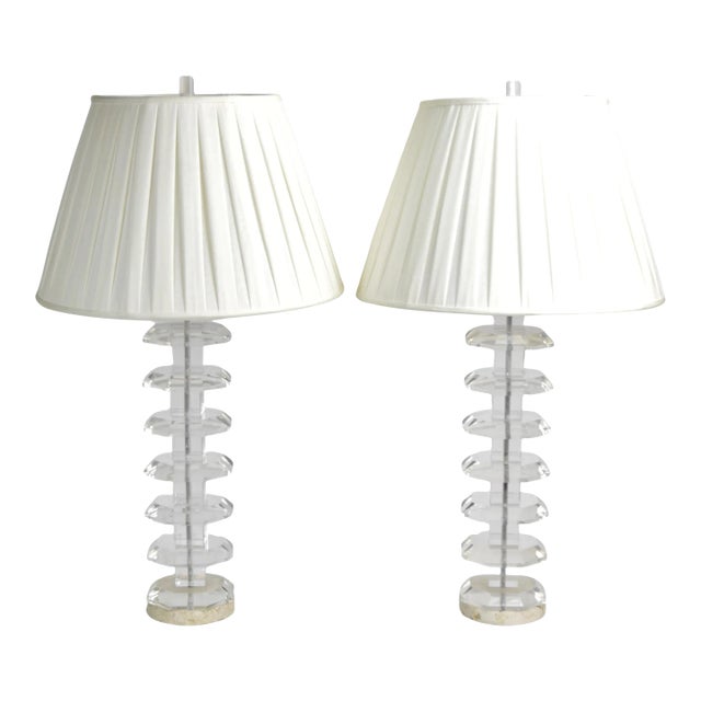 Pair of Mid 20th Century Modern Octagonal Base Acrylic Lucite Table ...