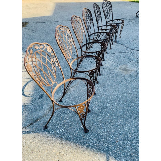 A Set of 6 Vintage Wrought Iron Dining Chairs | Chairish