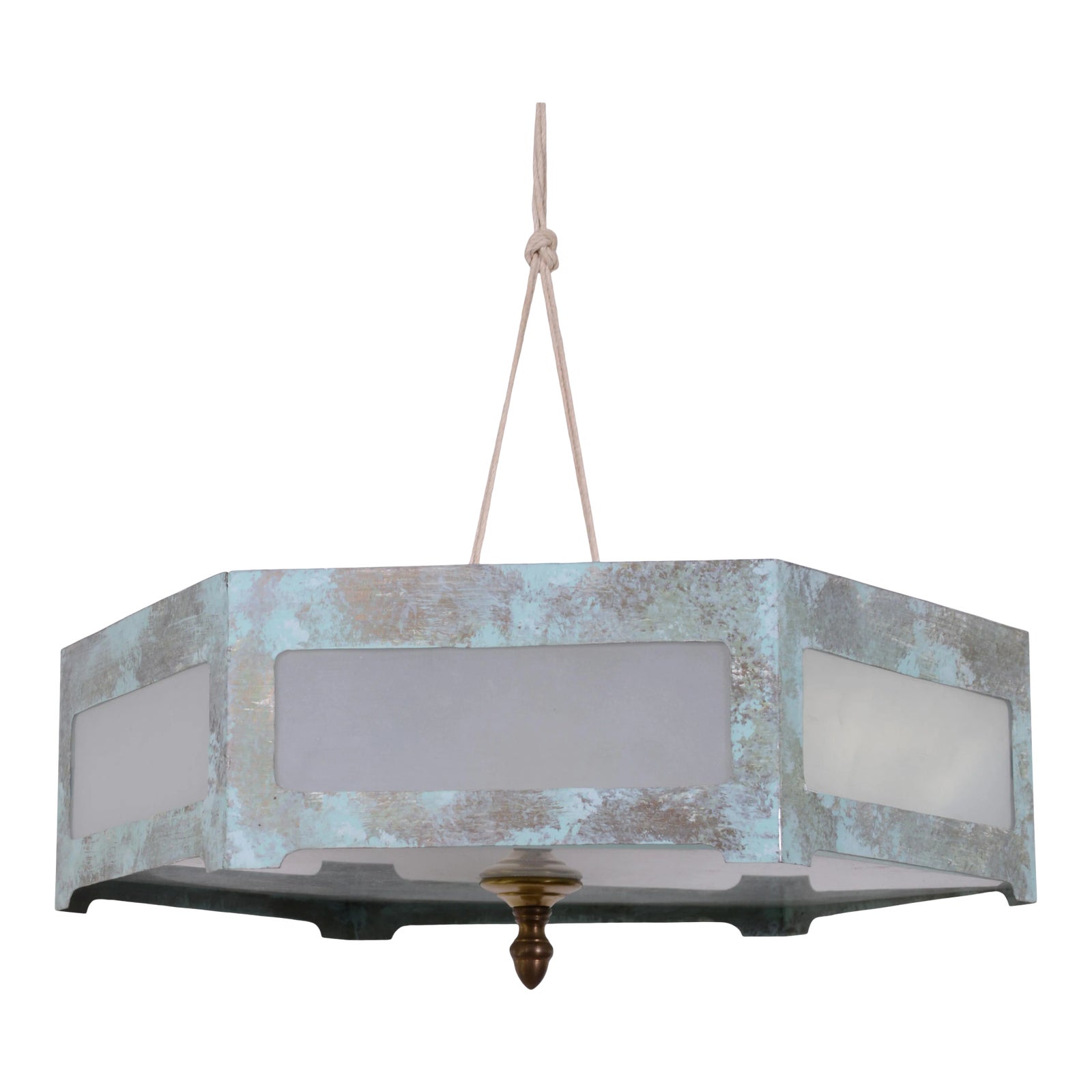 Hexagonal Tole Ceiling Mount Lamp | Chairish