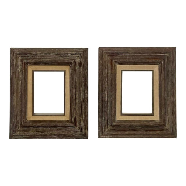 Rustic European Brown Solid Wood Grain White Washed Frames, a Pair ...