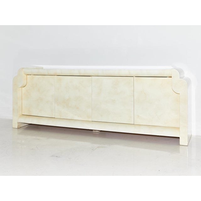 Faux Goat Skin Lacquered Credenza, 1970s | Chairish