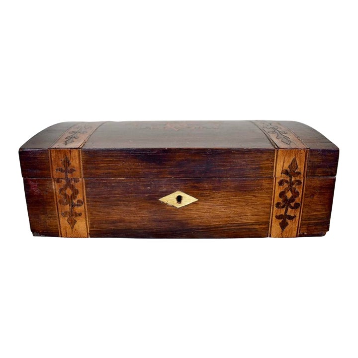 Late 19th Century Antique Domed Box With Marquetry | Chairish