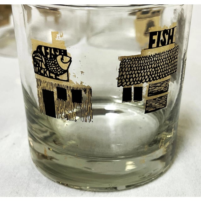 Mid Century Signed Couroc Fish Pattern Rocks Glasses- Set of 6 | Chairish