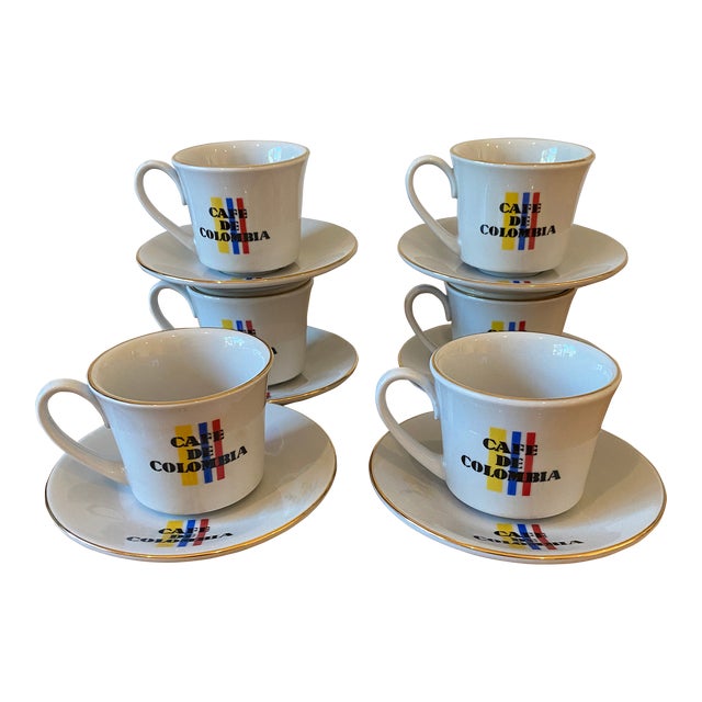 Late 20th Century Cafe De Columbia Espresso Cups & Saucers Set- 12 ...