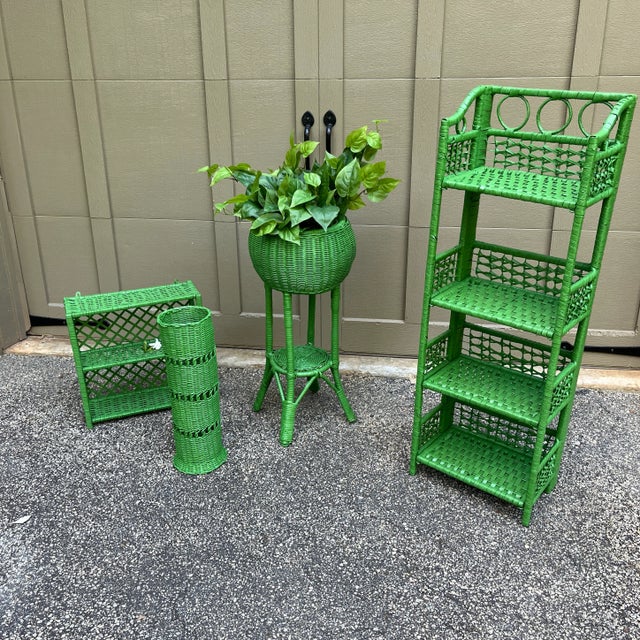 Green Painted Collapsible 4 Tier Self Standing Shelf | Chairish