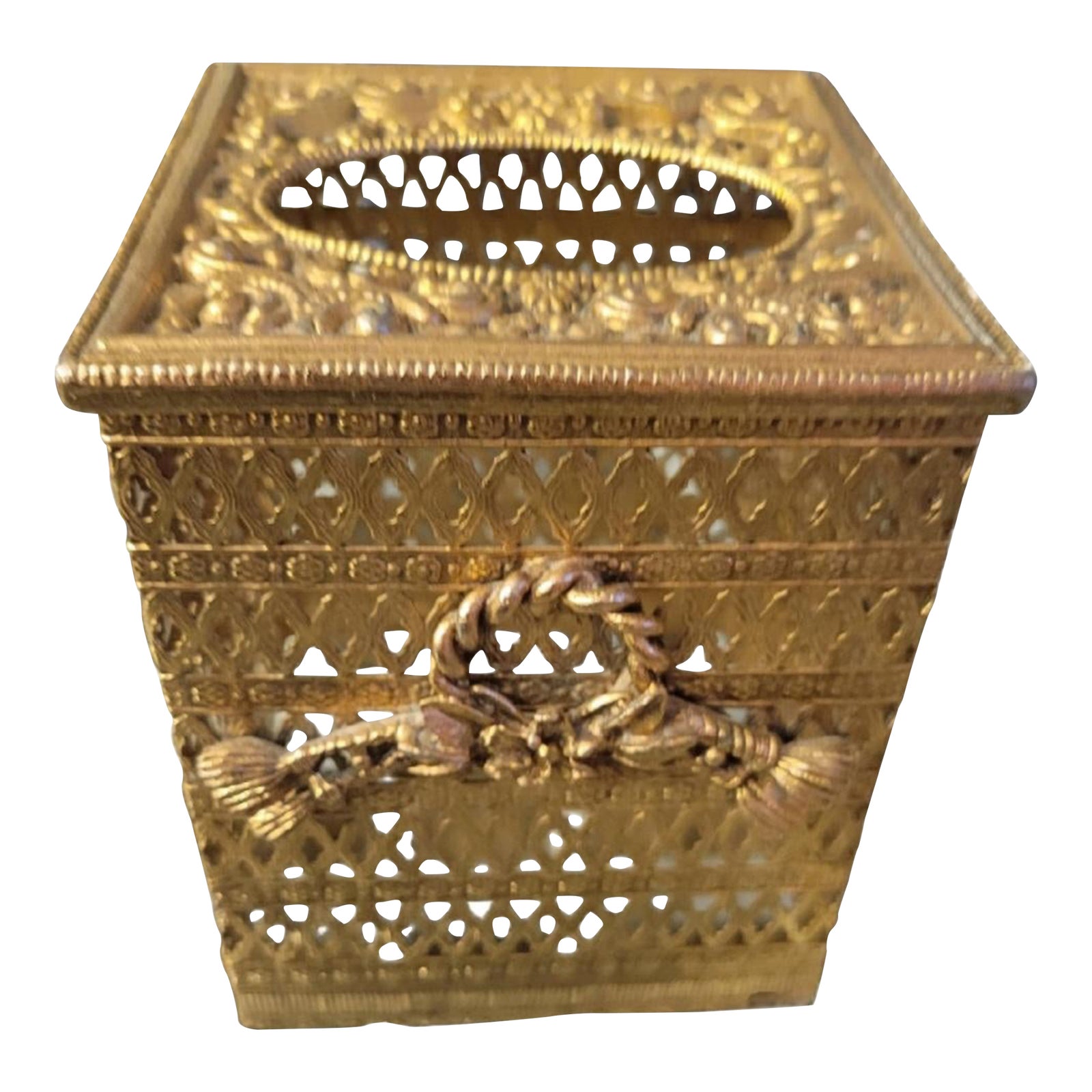 Vintage Gold Hollywood Regency Dorothy Draper Braided Tassel Metal ...