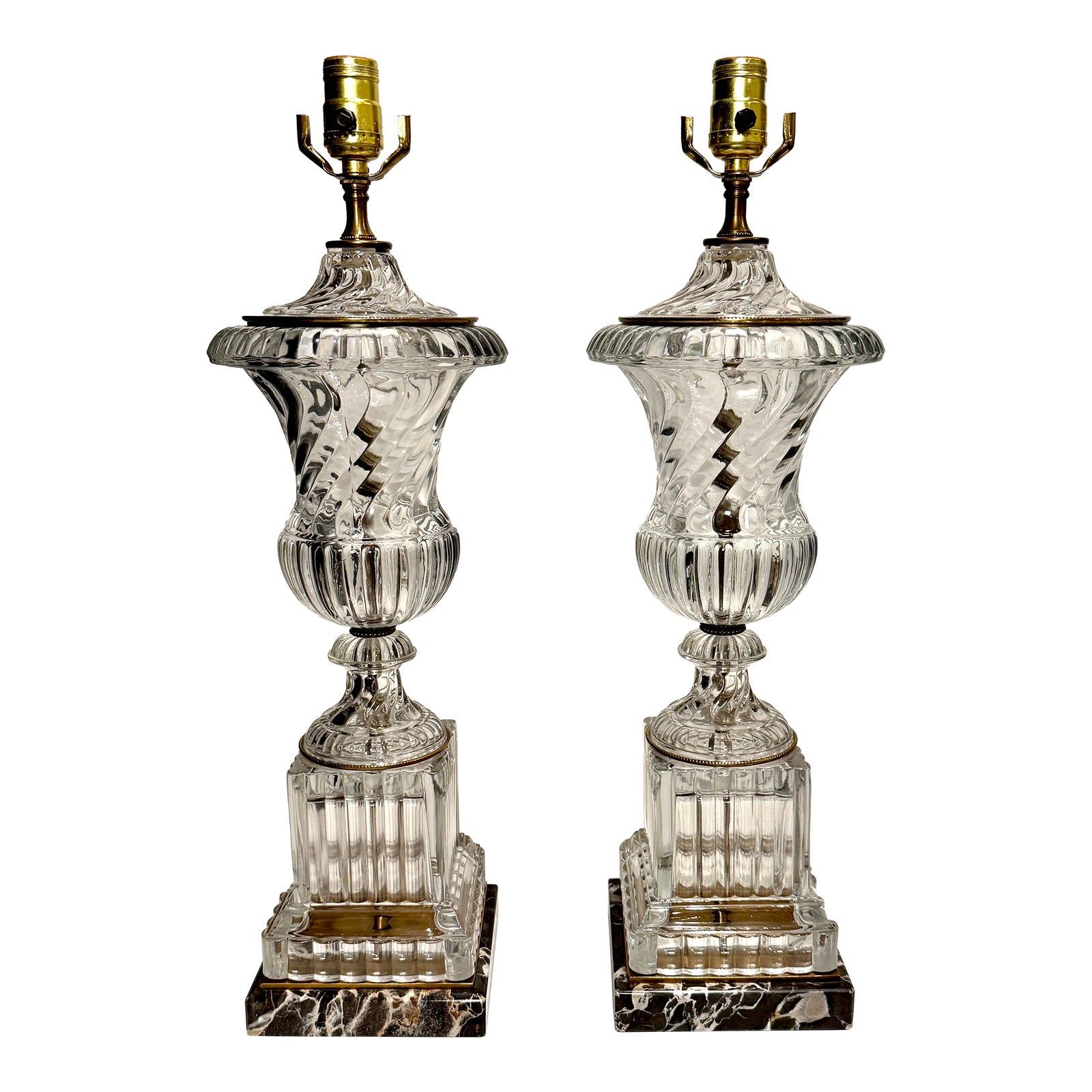 Mid 20th Century Pair of Paul Hanson for Baccarat Crystal Table Lamps ...