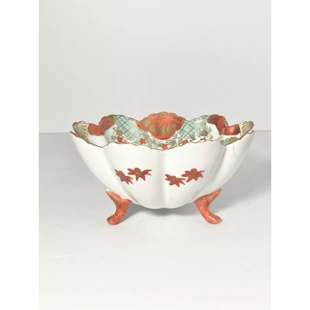 1940s Kutani Japanese Scalloped Imari-Style 3-Footed Bowl, Geisha ...