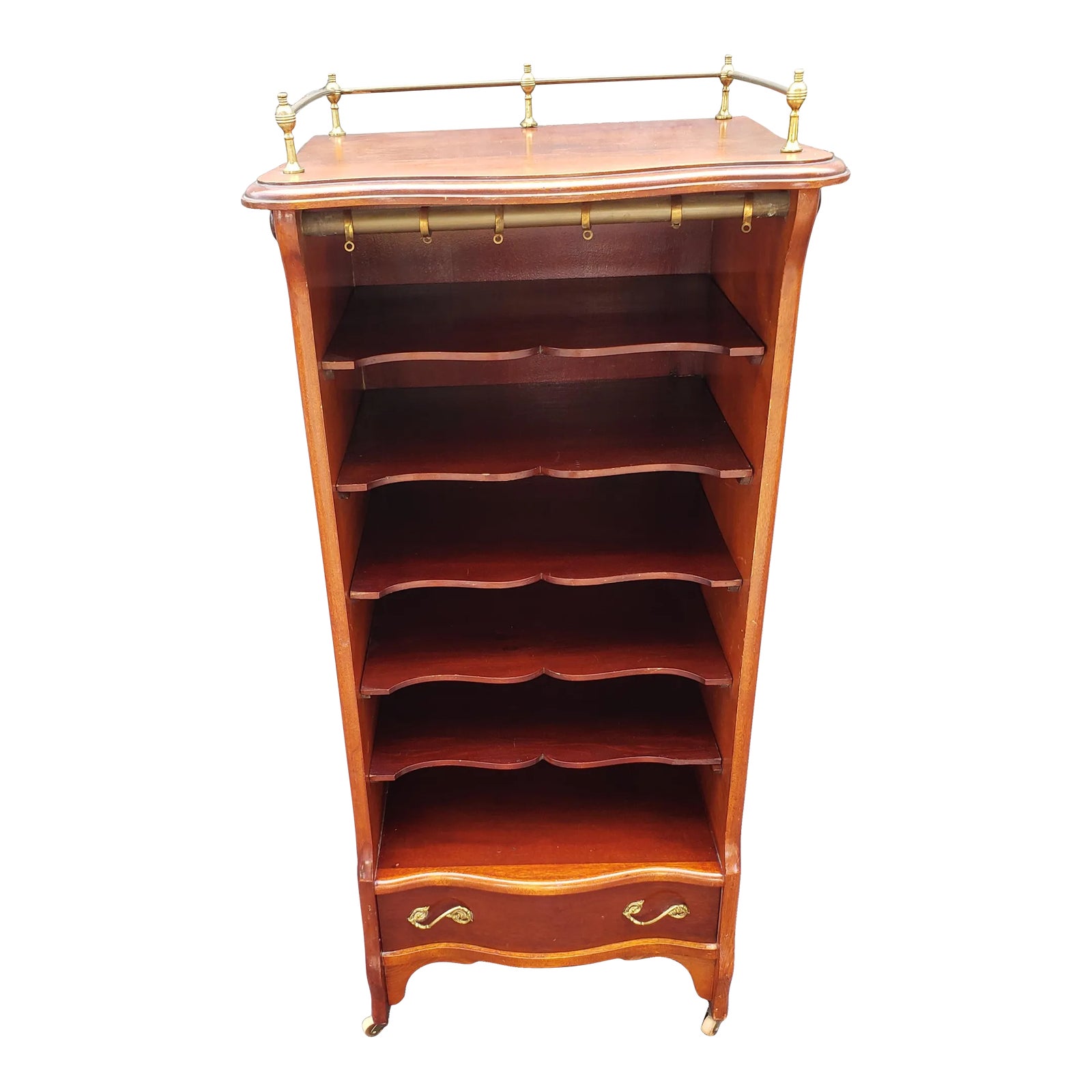 Hollywood Regency Open Front and Galleried Cherry Sheet Music on Wheels ...