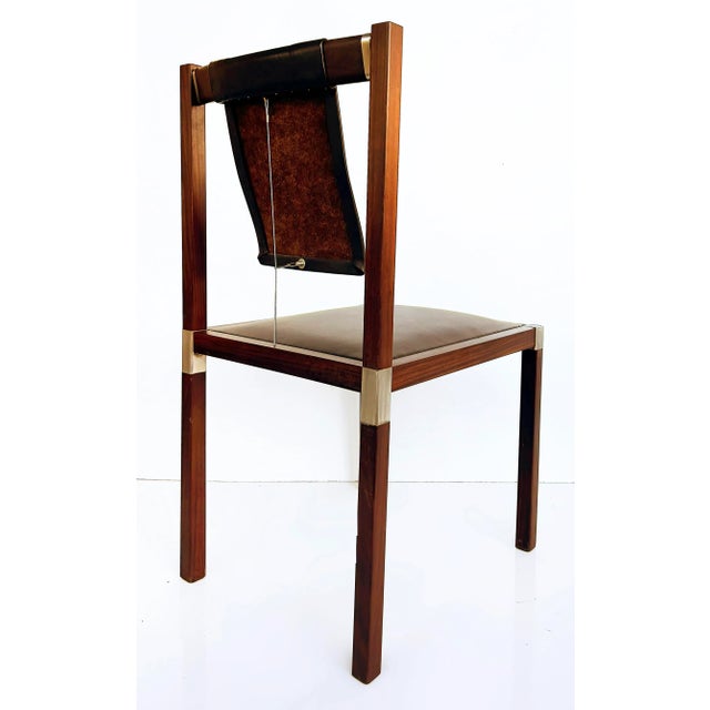 Zele "Marcus & Alexis" Dining Chairs in Leather, Stainless and Wood ...