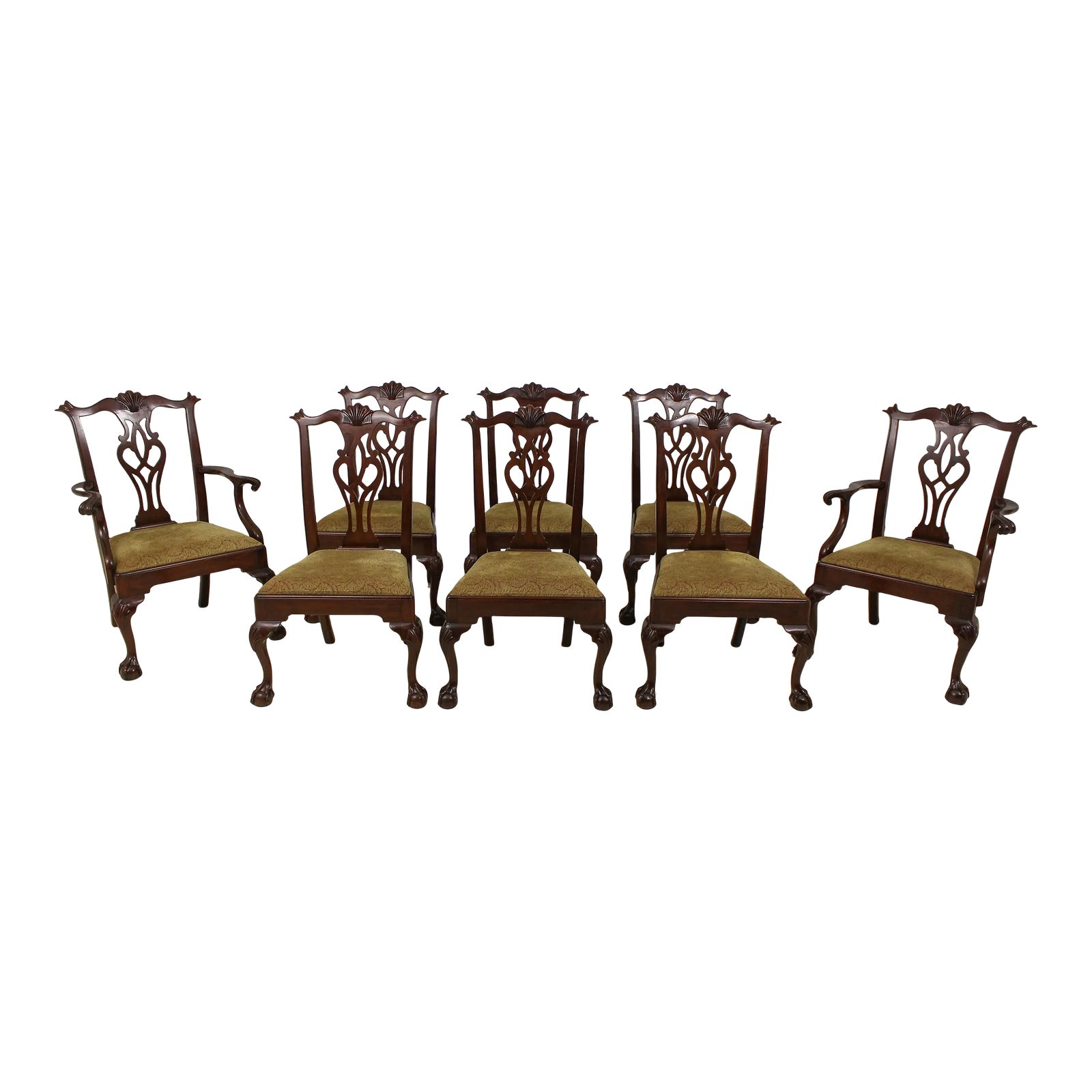 Set of 8 Henkel Harris Model 112 Mahogany Dining Room Chairs | Chairish