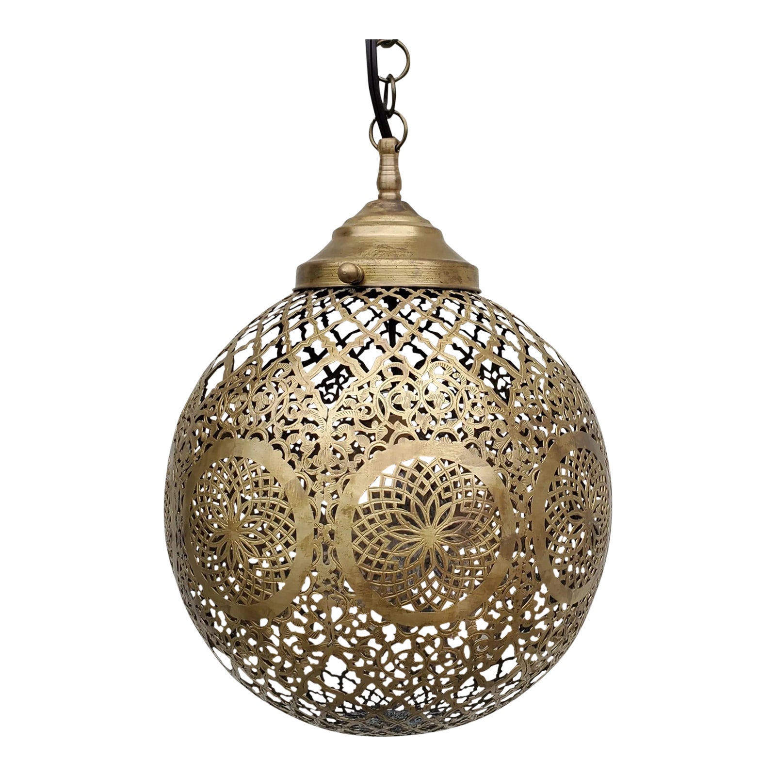 Modern Moroccan Copper Pendant Lantern | Chairish