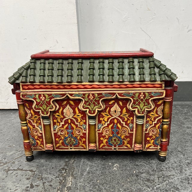 Vintage Hand Paint Decorated Moroccan Dowry Chest | Chairish