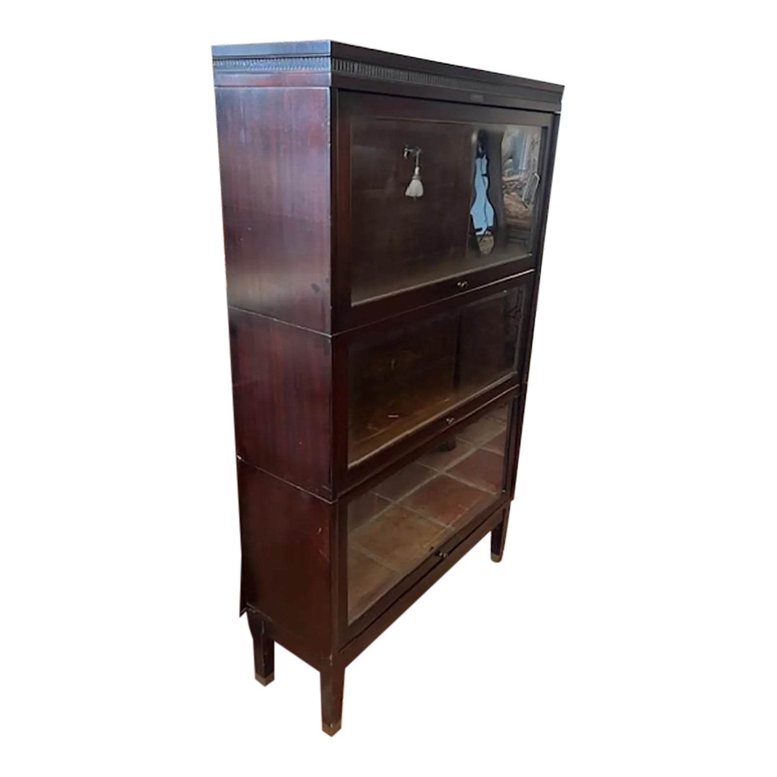 Antique Lundstrom Mahogany Three-Stack Barrister Bookcase C1910 | Chairish