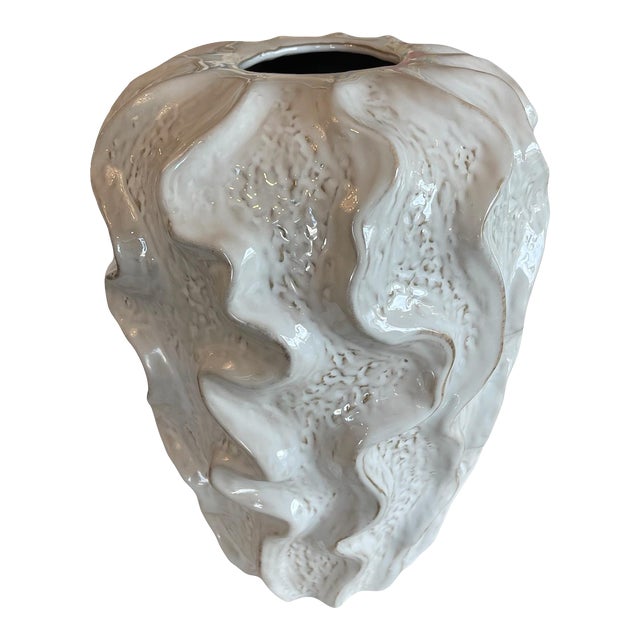 White Ruffle Vase | Chairish