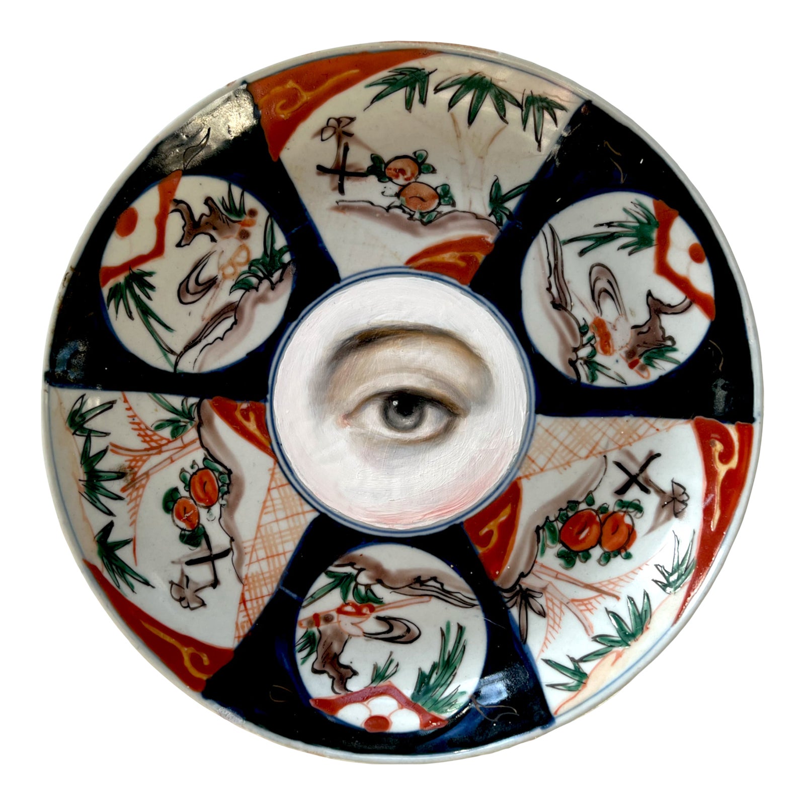 Lover's Eye Painting on a Japanese Imari Plate by Susannah Carson | Chairish
